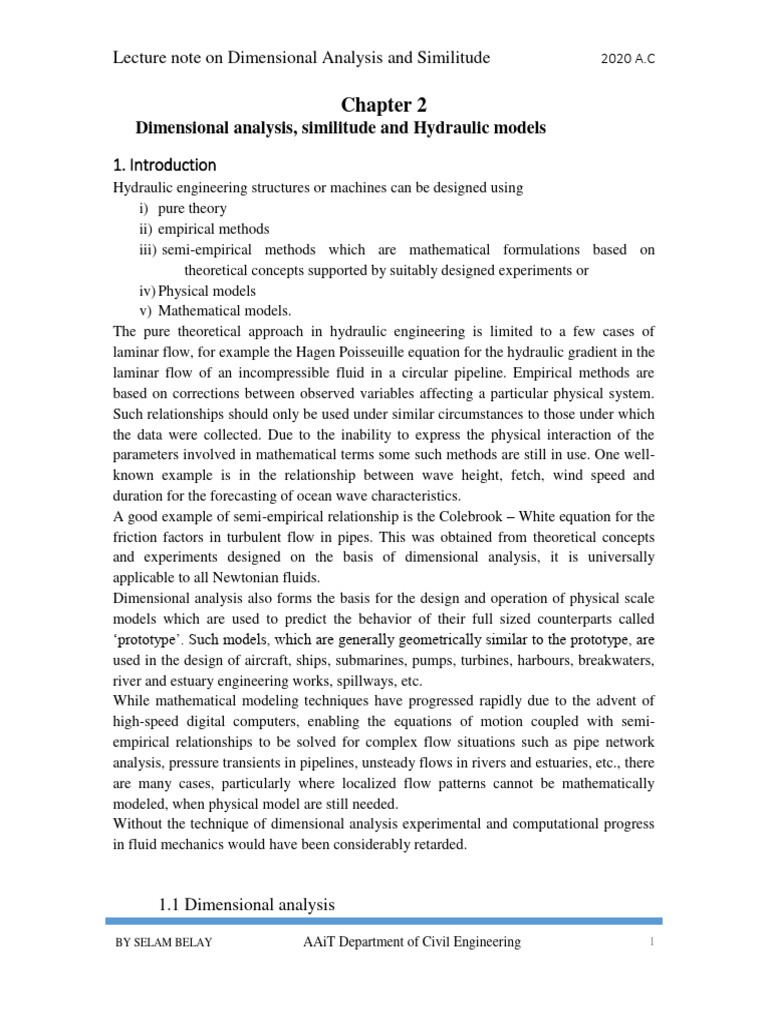 Chapter 2 Dimensional Analysis & Similitude | PDF | Fluid Dynamics | Mathematical Analysis