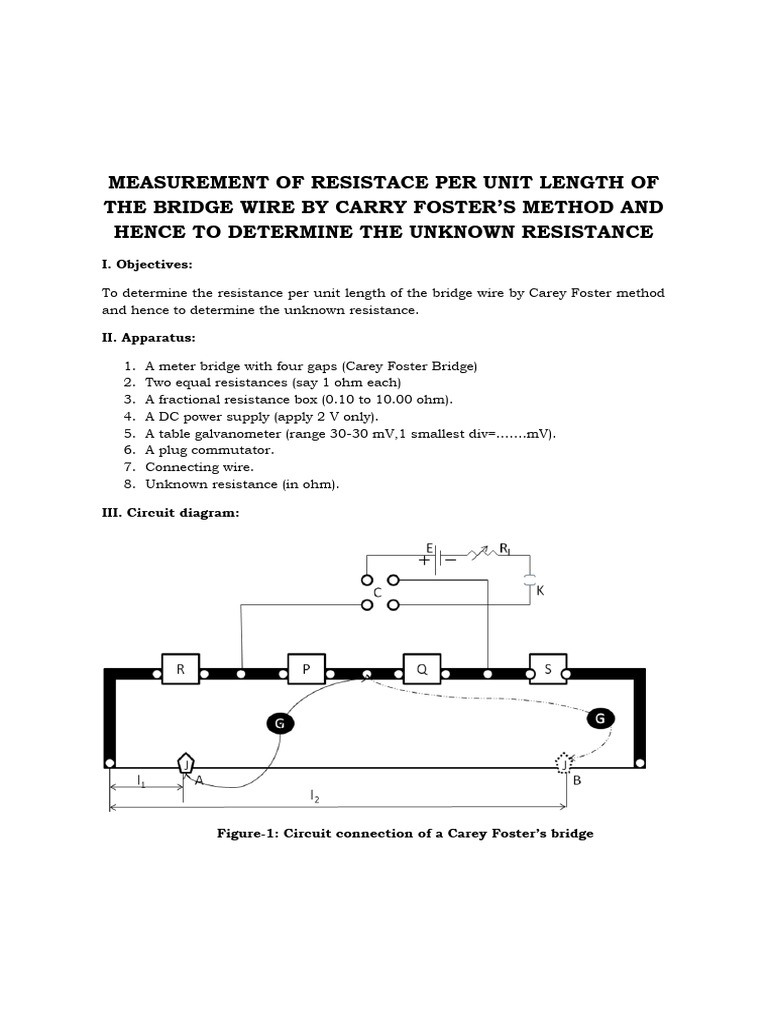 MEASUREMENT OF RESISTACE PER UNIT LENGTH OF THE BRIDGE WIRE BY CARRY ...