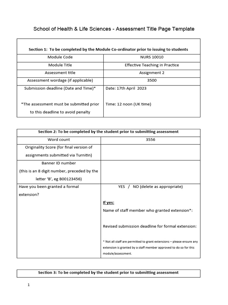 Health Sciences Assessment Template | PDF | Patient Safety | Electronic ...