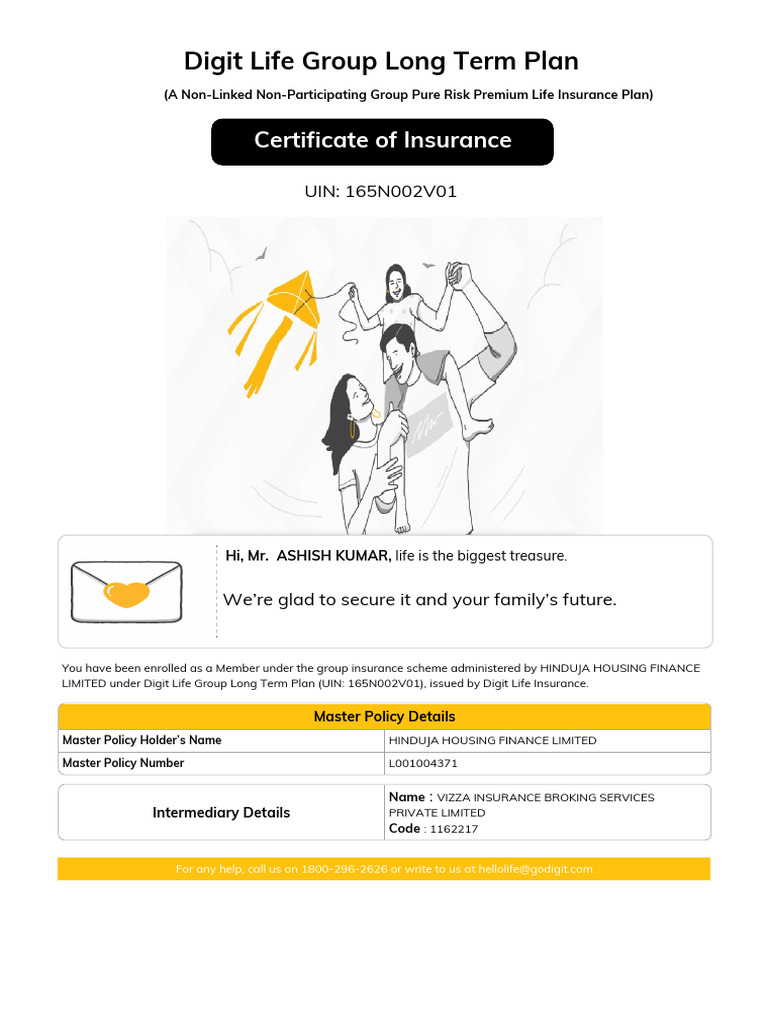Digit Life Group Insurance Certificate | PDF | Insurance | Life Insurance