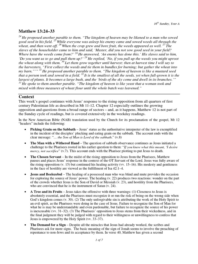 Parables of the Kingdom: Matthew 13 Insights | PDF | Jesus | Parables ...