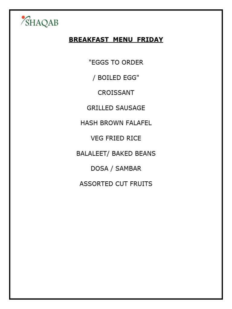 Friday menu-1 | PDF