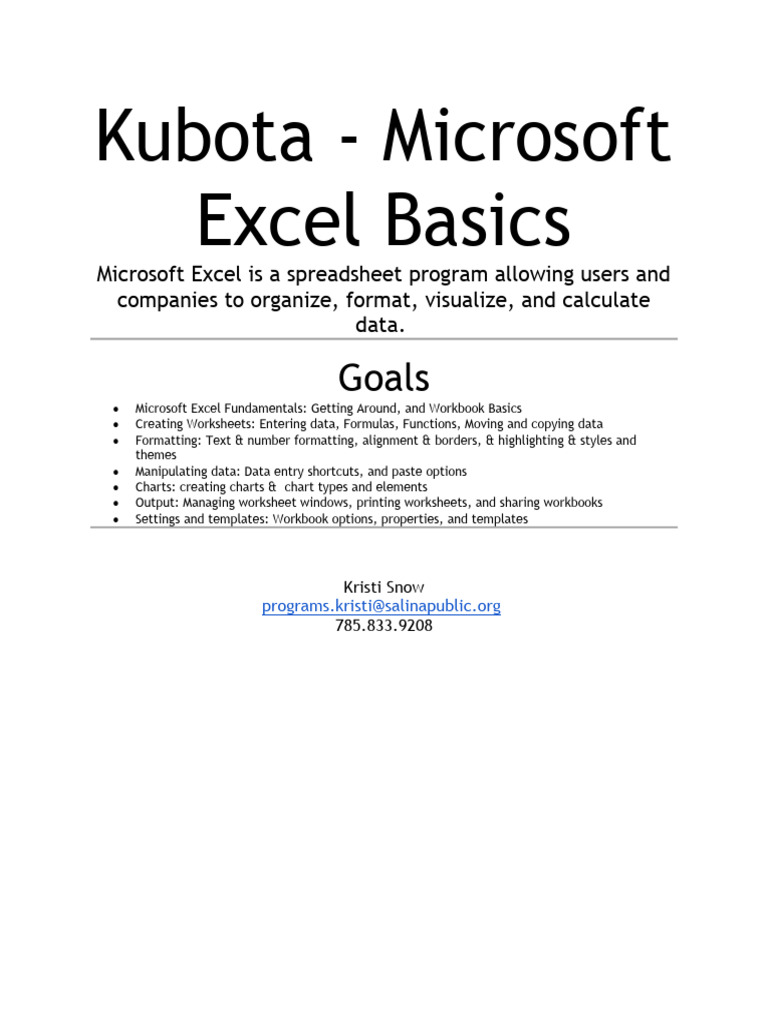 Microsoft Excel Basics Lessons | PDF | Microsoft Excel | Worksheet