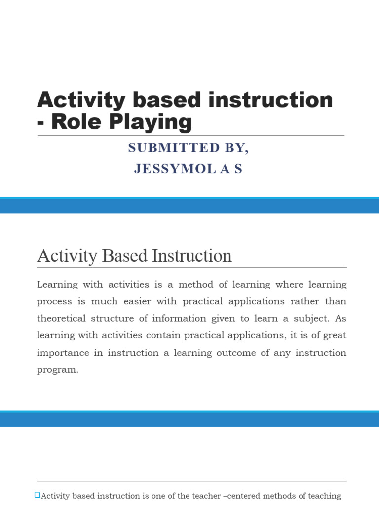 Activity-Based Instruction and Role Play | PDF | Learning | Teachers