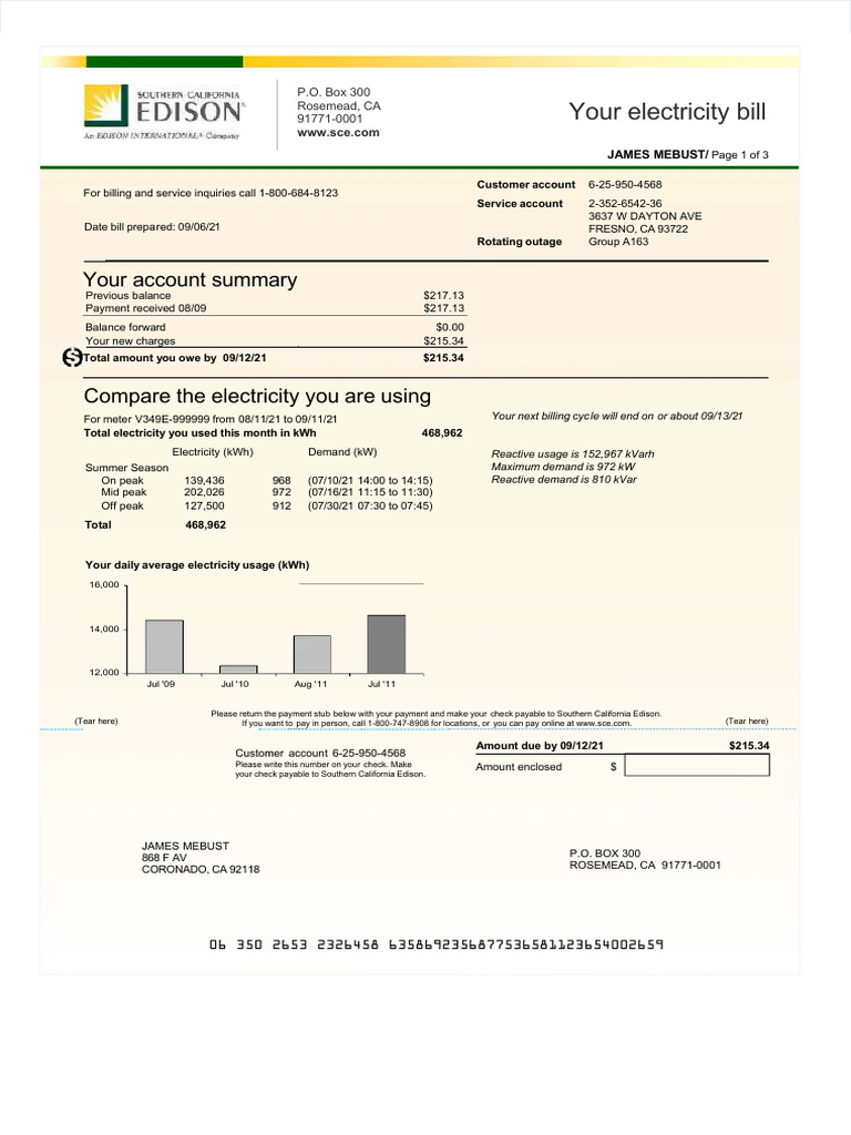 Southern California Edison Bill | PDF | Technology & Engineering