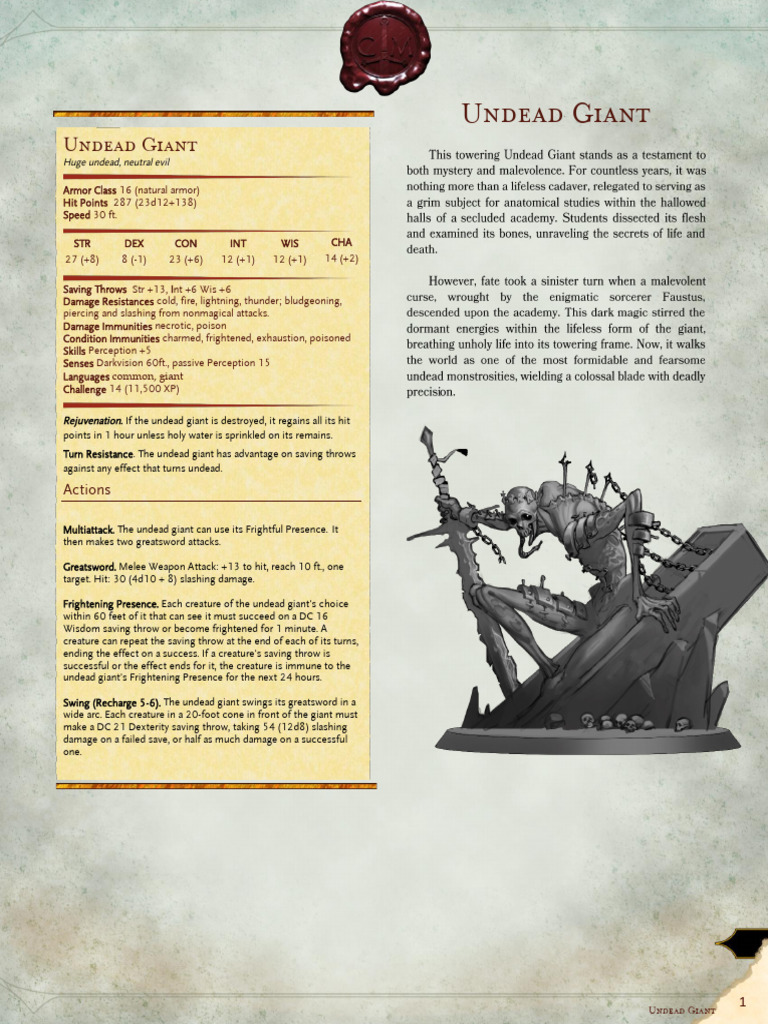 Undead Giant: D&D Monster Profile | PDF