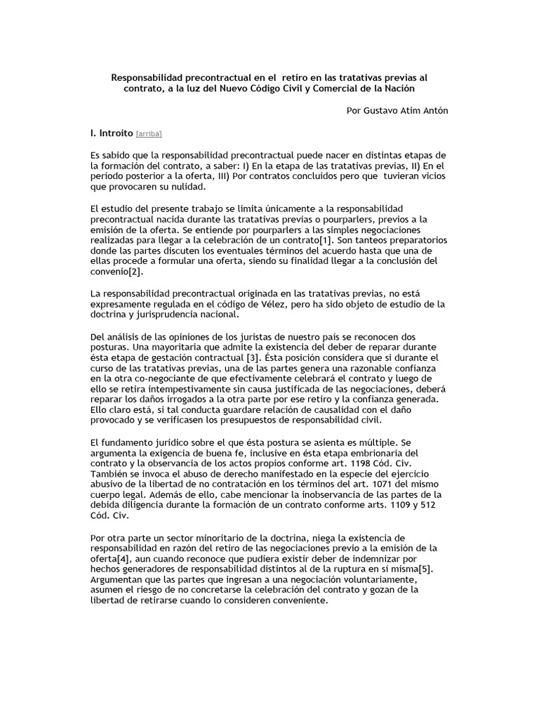 Responsabilidad Precontractual en El | PDF | Daños y perjuicios | Caso de ley