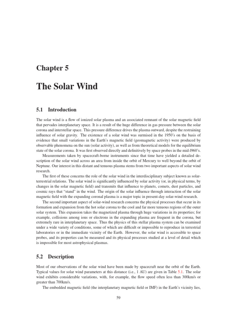 The Solar Wind Chapter Introduction 52 Description | PDF | Solar Wind | Sun