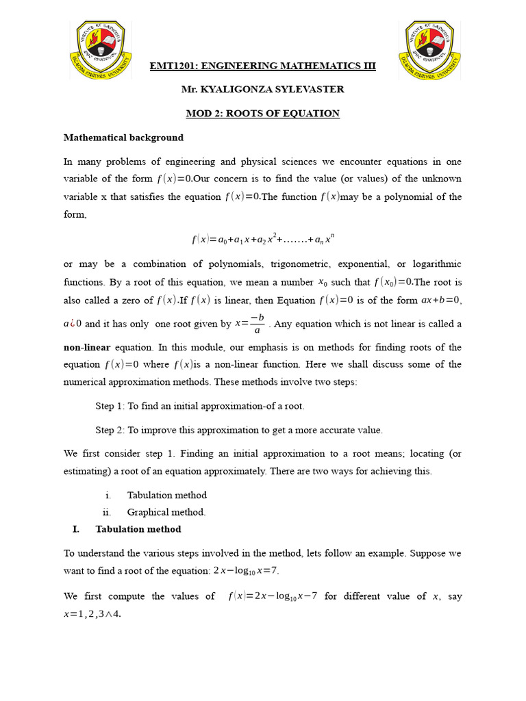 Methods for Finding Roots of Equations | PDF | Equations | Mathematical Objects