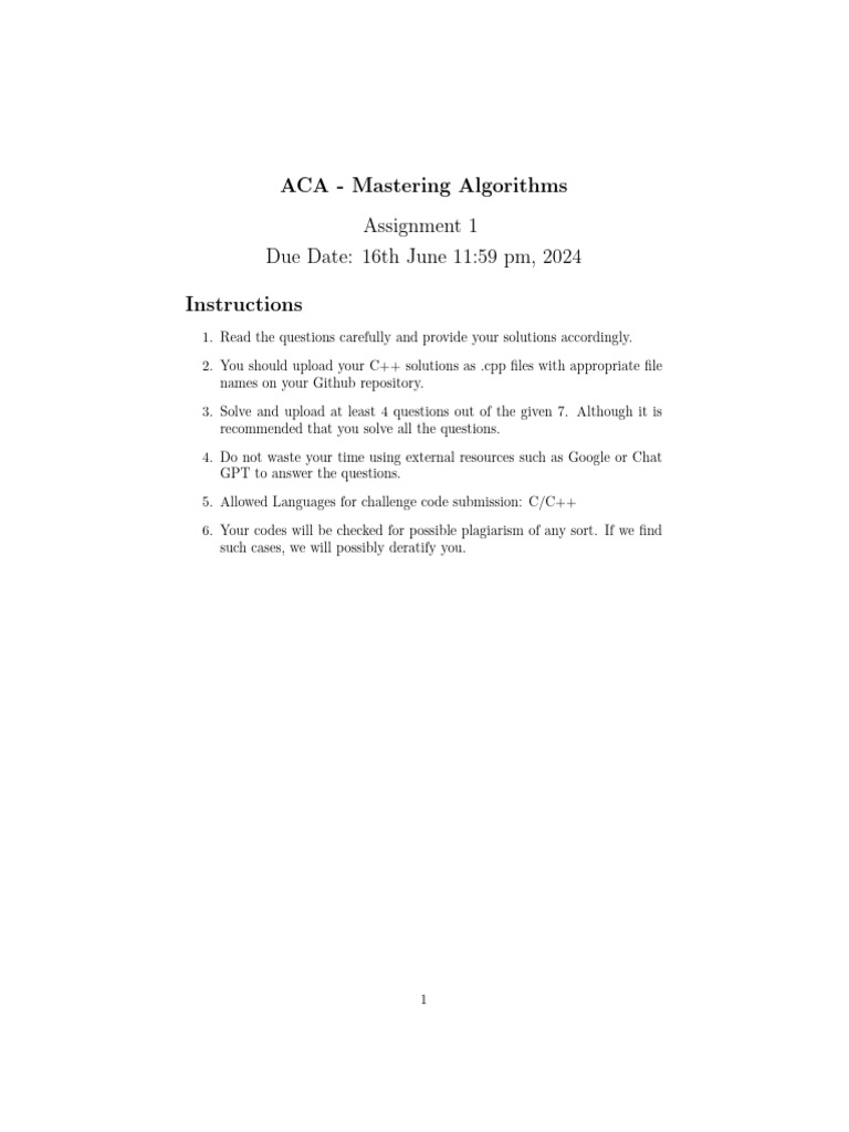 Assignment 1 | PDF | Computer Science | Algorithms Assignment 1 | PDF | Computer Science | Algorithms