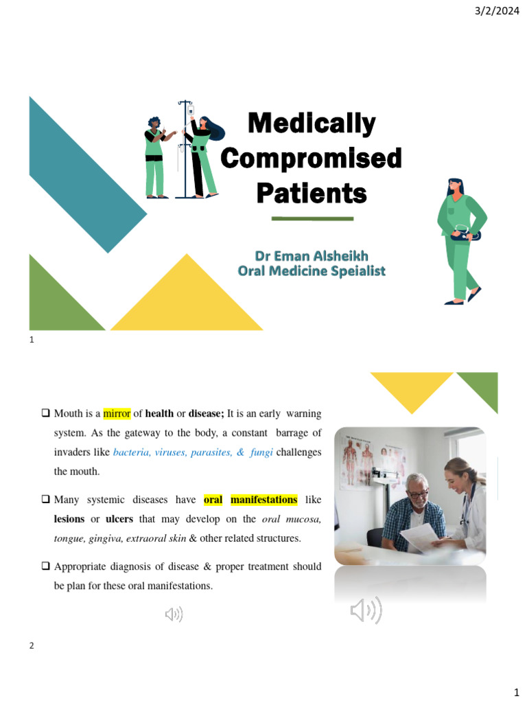 Medically Compromised Patients in Dentistry | PDF | Diabetes | Anemia