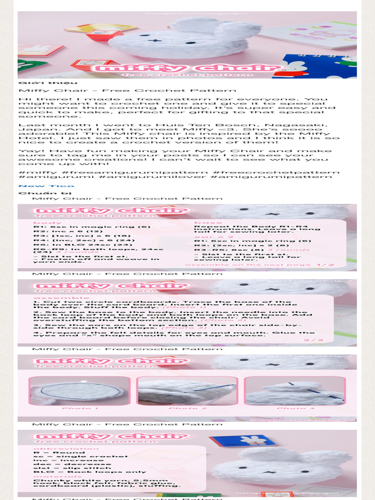 Miffy Chair - Free Crochet Pattern | PDF