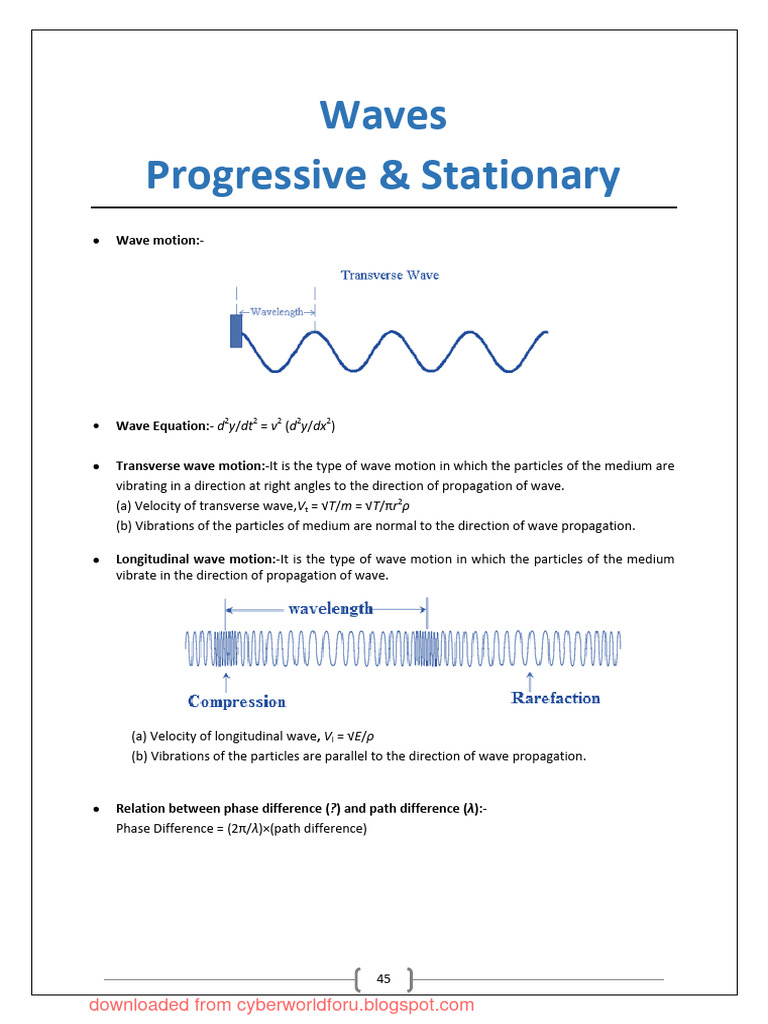 Waves Progressive & Stationary | PDF | Waves | Physics