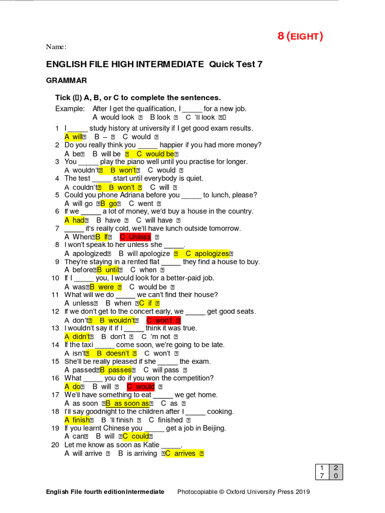 EF4e Int Quicktest 07 Prueba Pauli | PDF | Linguistics