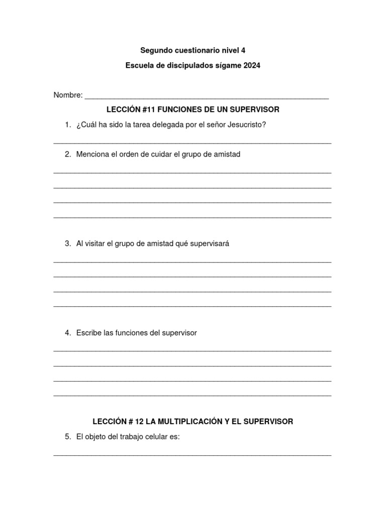 Cuestionario Nivel 4 | PDF
