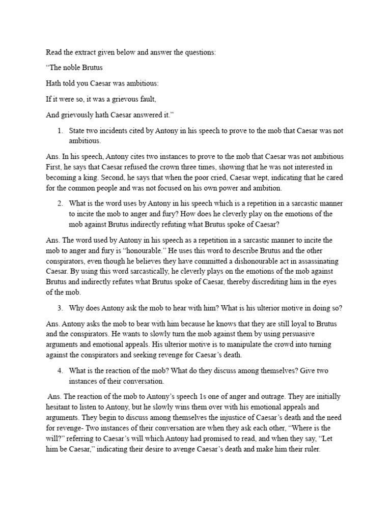 Julius Caesar Act 3 Scene 2 | PDF | Julius Caesar