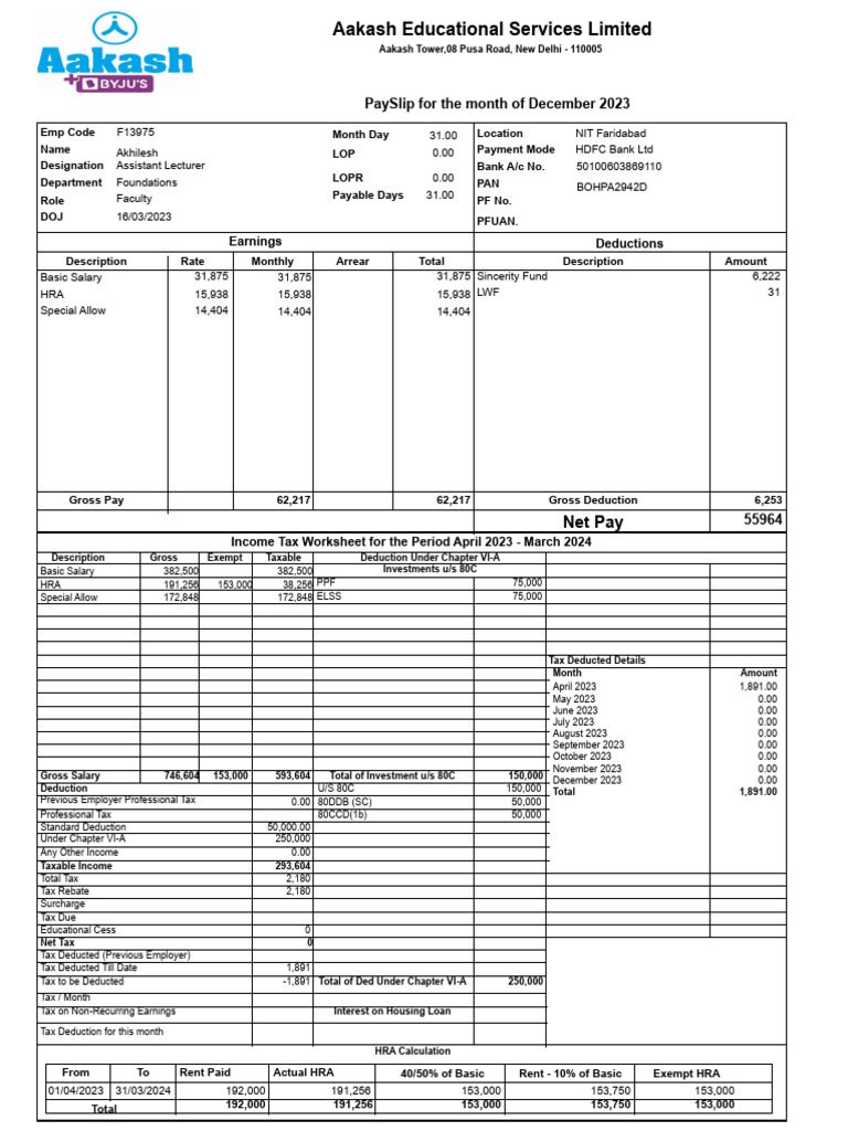 PDFReports (2) Slip | PDF | Taxes | Tax Deduction