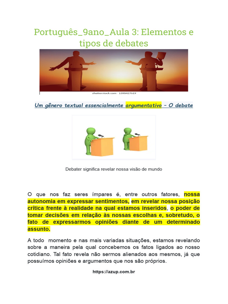 Portugues_9ano_Aula-3_Elementos-e-tipos-de-debates (1) | PDF ...
