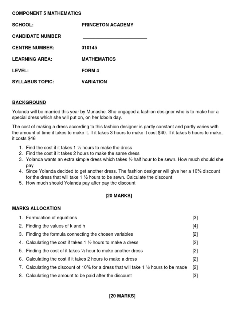 Component 5 Mathematics | PDF