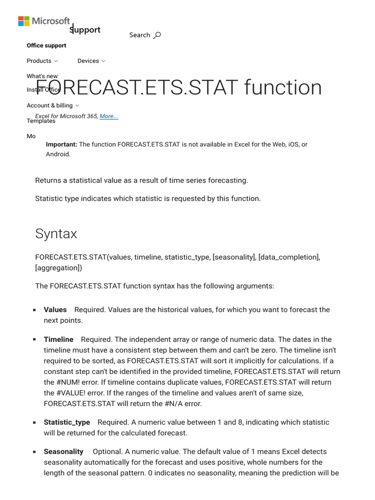 FORECAST - ETS.STAT Function | PDF | Forecasting | Root Mean Square Deviation