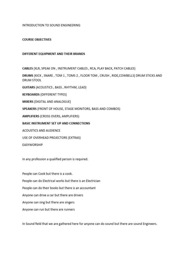 Introduction To Sound Engineering | PDF | Hdmi | Usb