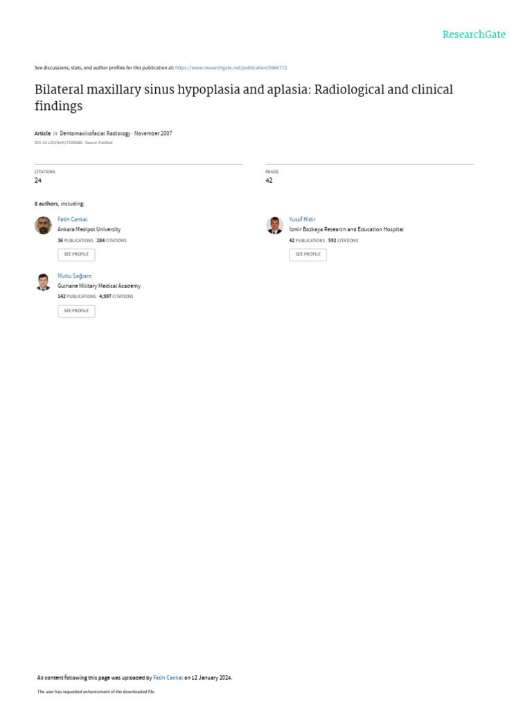 Bilateral Maxillary Sinus Hypoplasia and Aplasia: Radiological and ...
