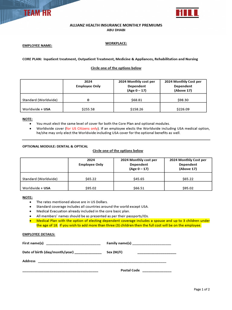 Allianz Health Plan Options | PDF | Social Programs | Health Care