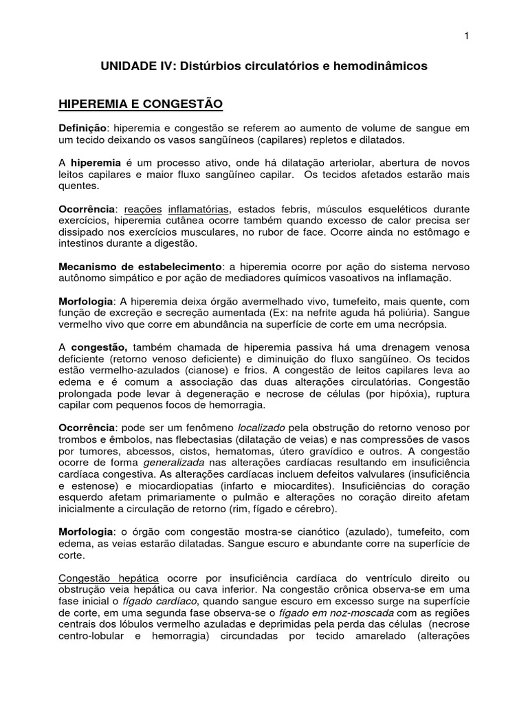 Hiperemia, Congestão e Hemorragia: Definições e Mecanismos | PDF ...