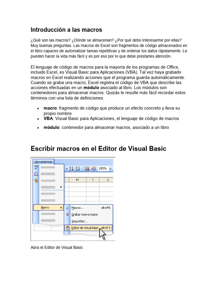 Introducción A Las Macros | PDF | Macro (informática) | Visual Basic para Aplicaciones