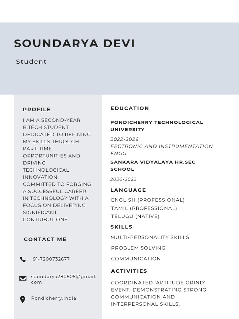 White Simple Student CV Resume | PDF | Art