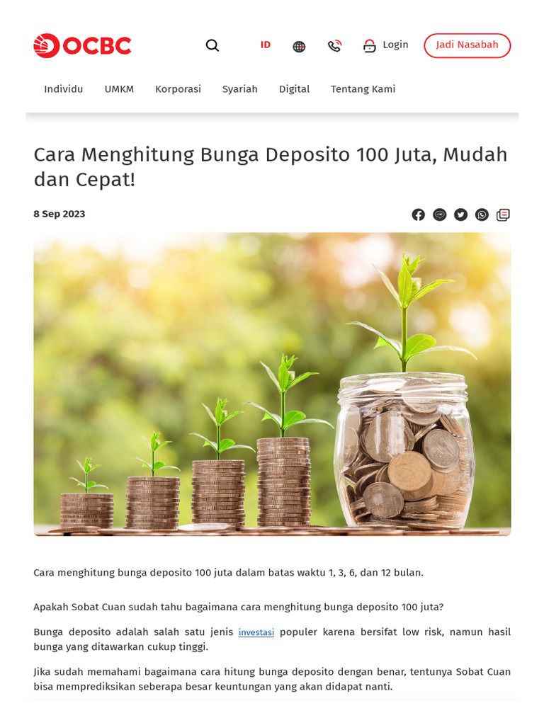 Cara Hitung Bunga Deposito 100 Juta | PDF