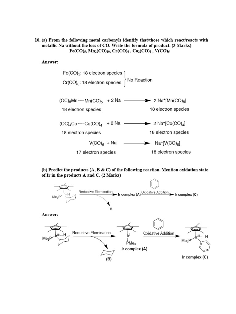 (Fall20) CML101 Major Solution Inorganic | PDF | Coordination Complex | Chemical Compounds