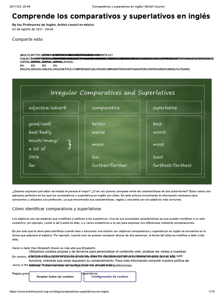 Comparativos y Superlativos en Inglés - British Council | PDF ...