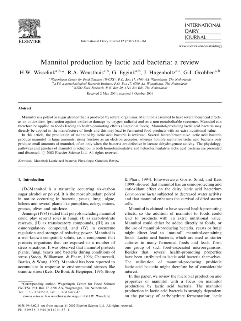 Mannitol Production by Lactic Acid Bacteria: A Review | PDF | Lactic ...