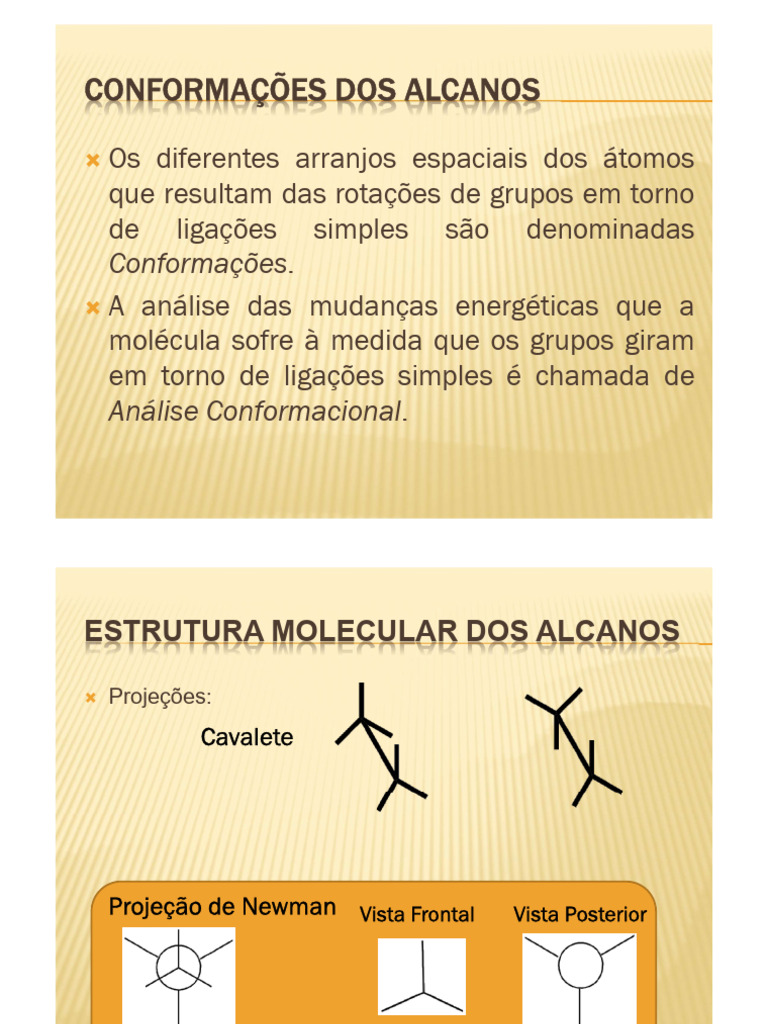 Aula 06 07 Alcanos Conformações Pdf Isomerismo Conformacional