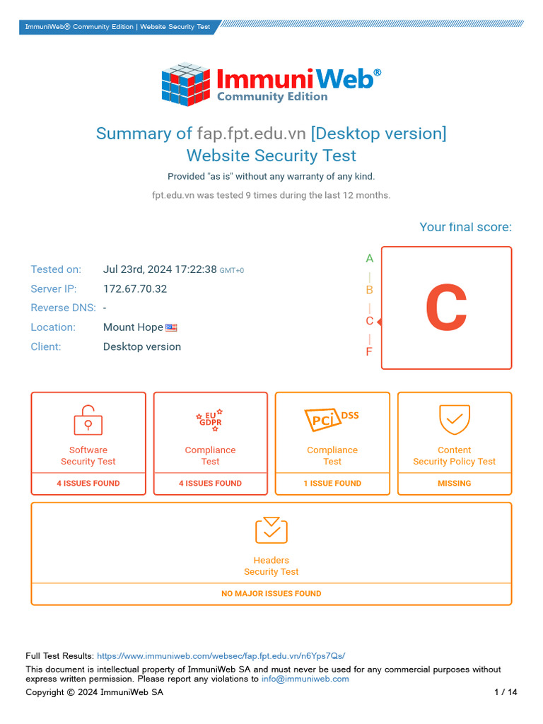 ImmuniWeb Website Security Test Report - n6Yps7Qs | PDF | Http Cookie ...