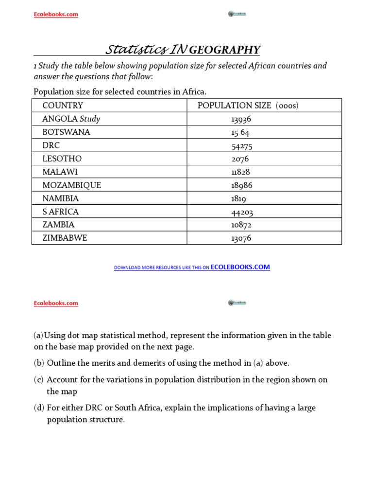 5 and S6 Ge (Stats in Geography) 1 Revision Past Papers | PDF ...