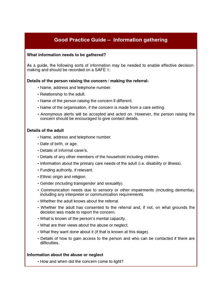 Good Practice Guide - Information Gatheringc2fa | PDF | Child Neglect ...