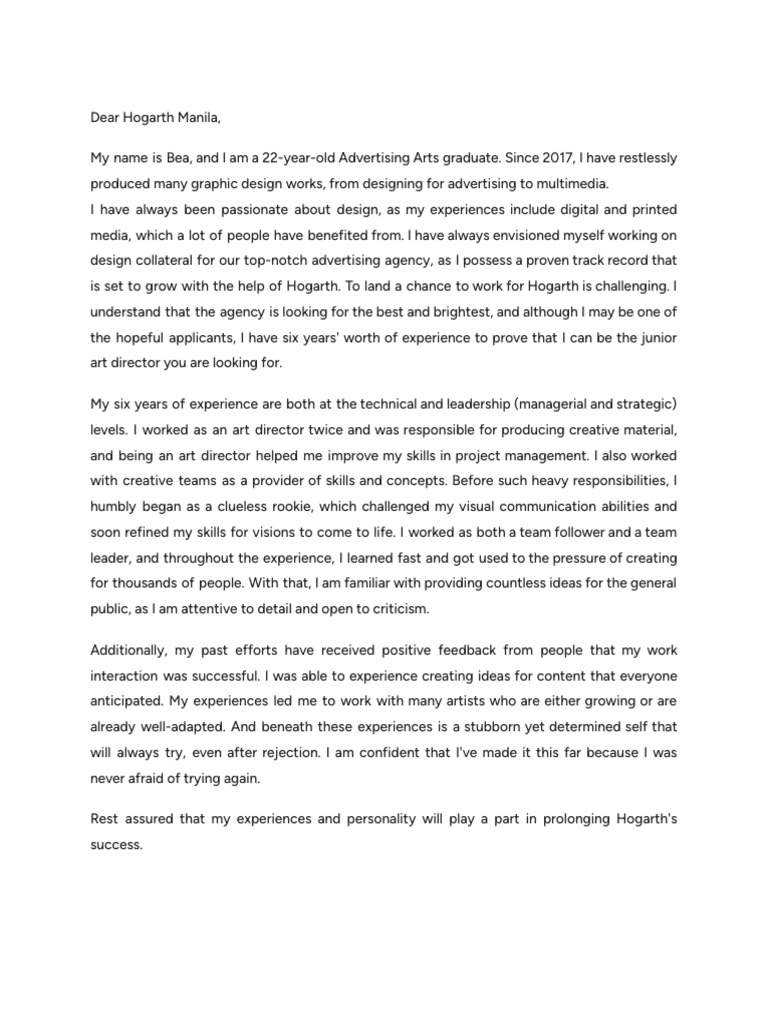 Go, Charlene - Cover Letter | PDF