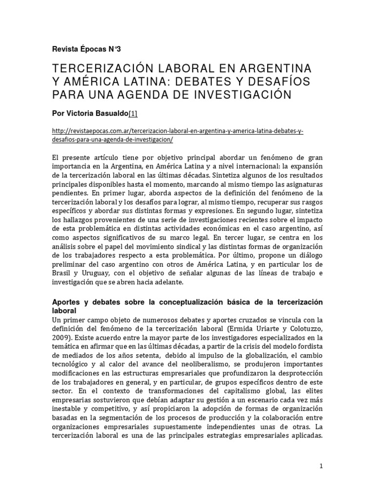 BASUALDO Revista Epocas | PDF | Outsourcing | Derecho laboral