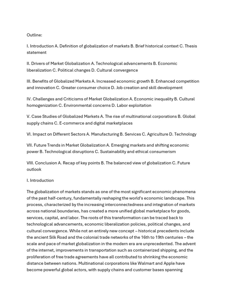 Analysis of Globalization of Markets | PDF | Globalization | Walmart