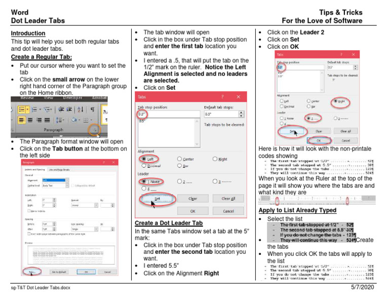 T&T Dot Leader Tabs | PDF | Software | Computing