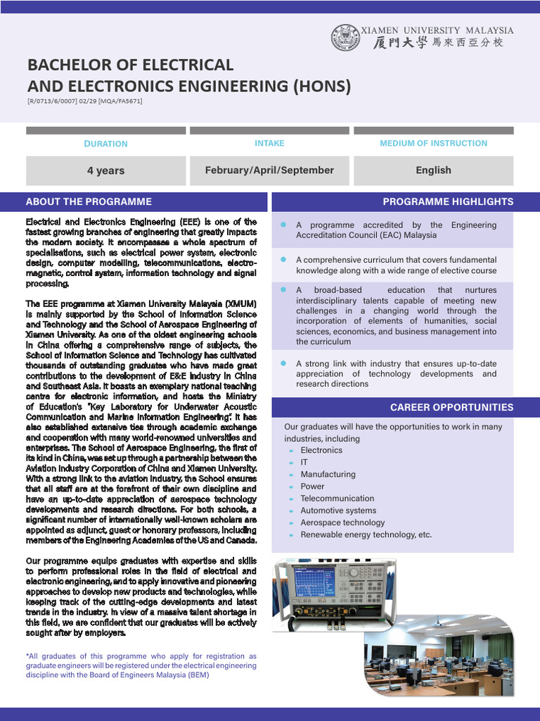Bachelor of Electrical and Electronics Engineering (Hons) | PDF ...