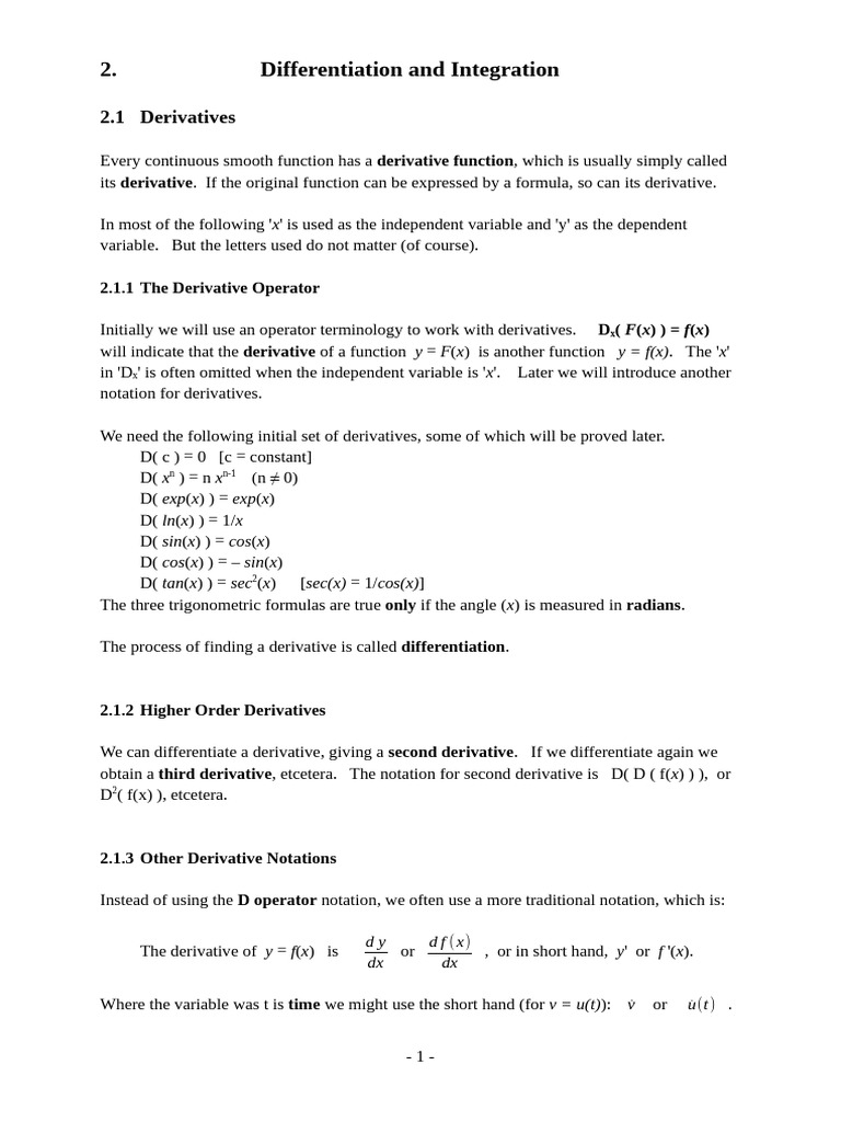 Differentiation & Integral | PDF | Derivative | Integral