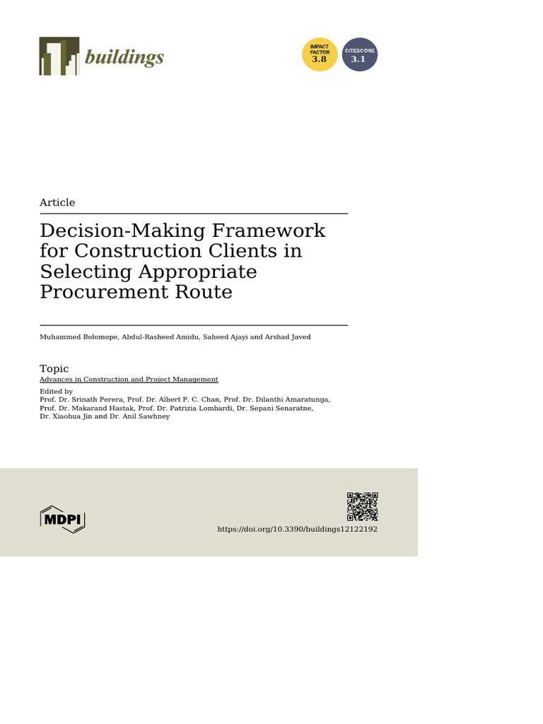 Decision-Making Framework For Construction Clients | PDF | Procurement ...