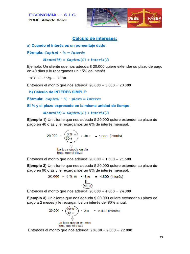 Cálculo de Intereses: Fórmulas y Ejemplos | PDF | Cheque | Impuesto al ...