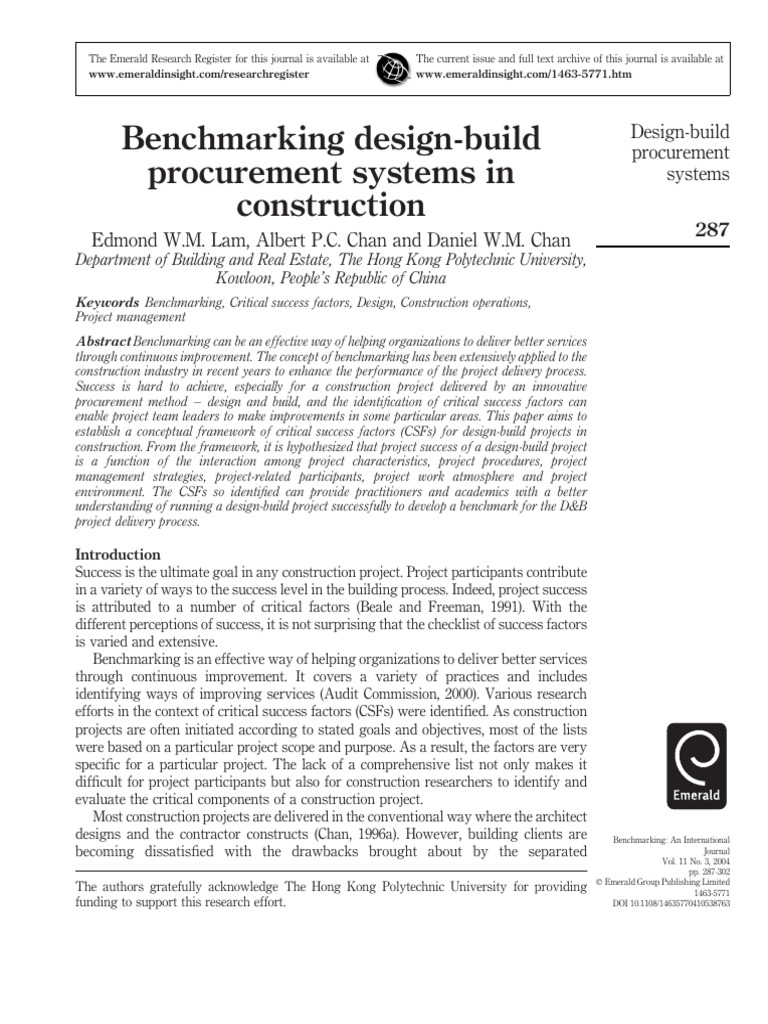 Design-Build Success Factors | PDF | Project Management | Procurement