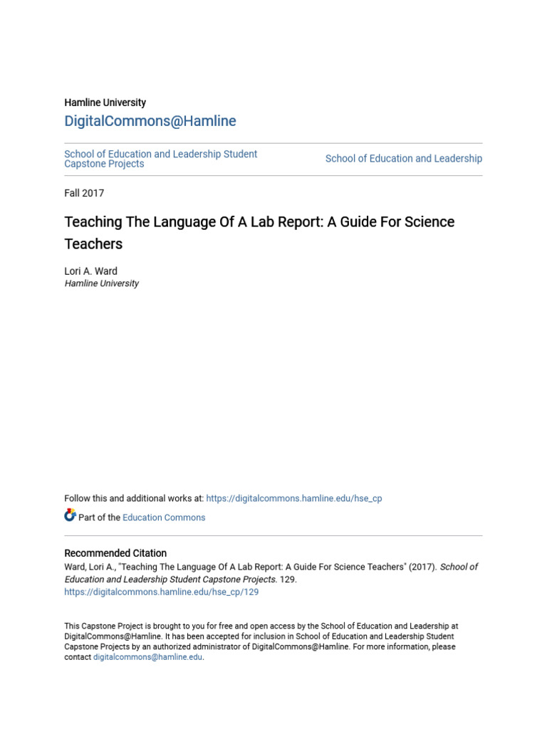 Teaching The Language Of A Lab Report_ A Guide For Science Teache | PDF | Science Education ...