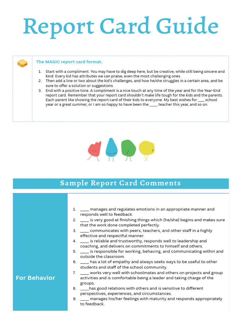 Report Card Guide | PDF | Empathy | Classroom