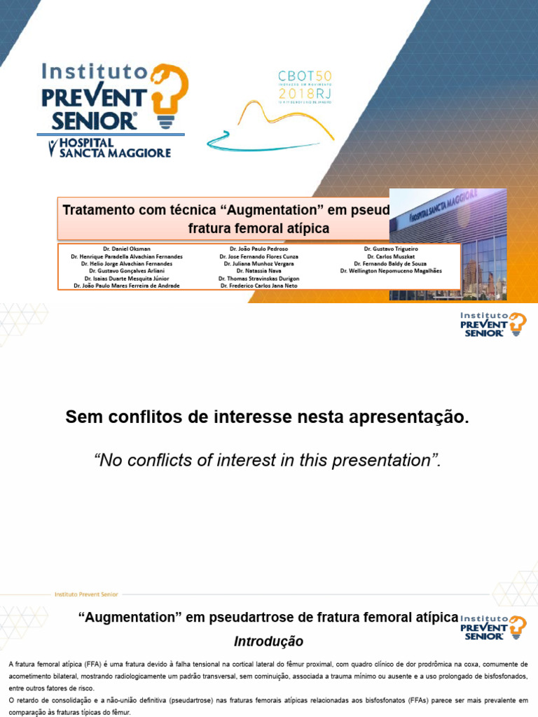 "Augmentation" Pseudartrose de Fratura Femoral Atípica - Cbot 2018 | PDF | Sistema Esquelético ...